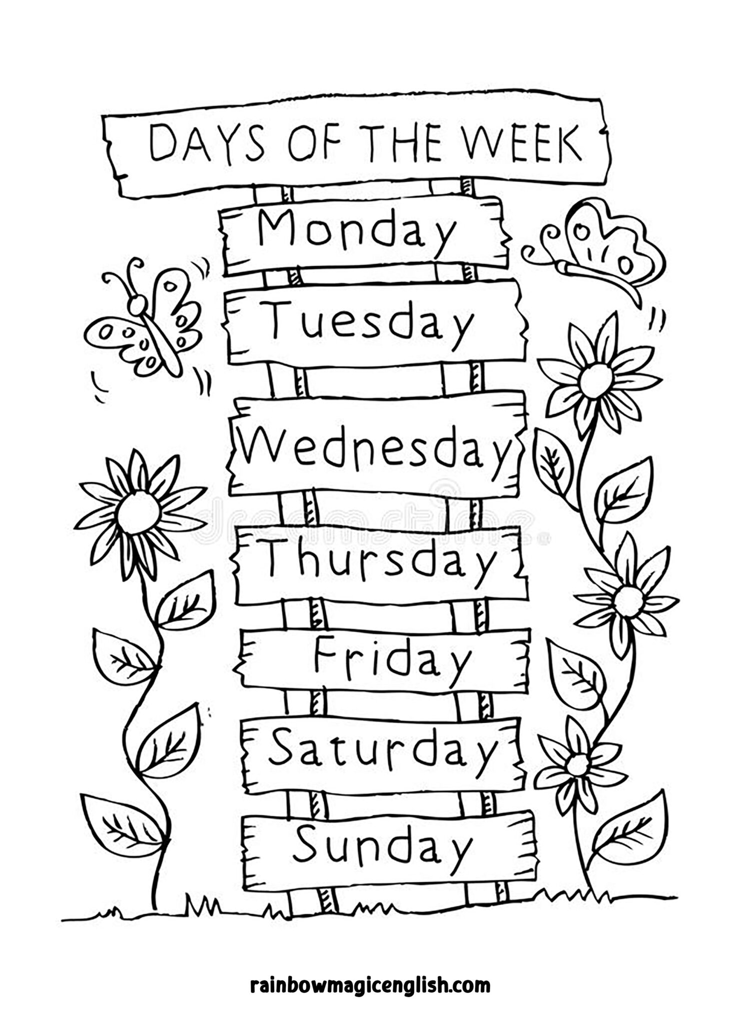 Days Of The Week Coloring Pages Free Sketch Coloring Page Days Of The Week Coloring Pages Free Sketch Coloring Page
