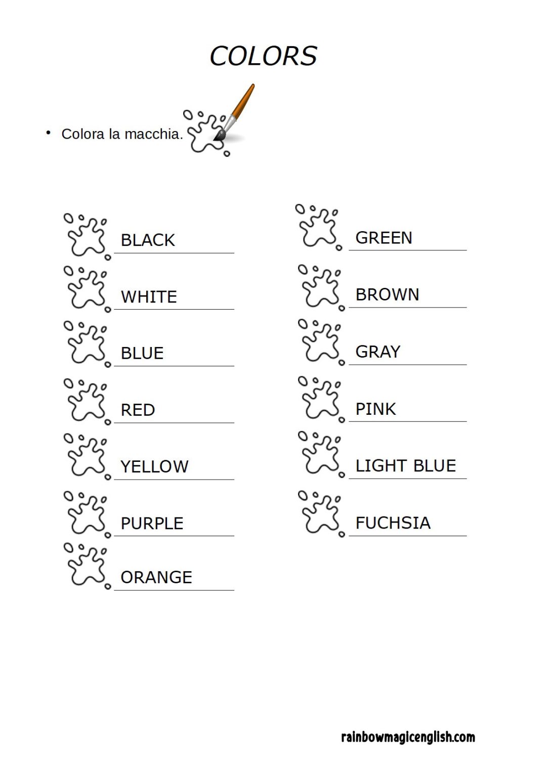 I colori in inglese “Abbina i colori” – Rainbow Magic English